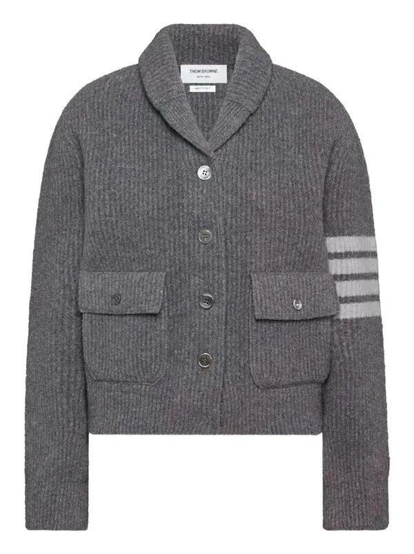 Thom Browne 4-bar Shawl-collar Bomber Jacket - Grey