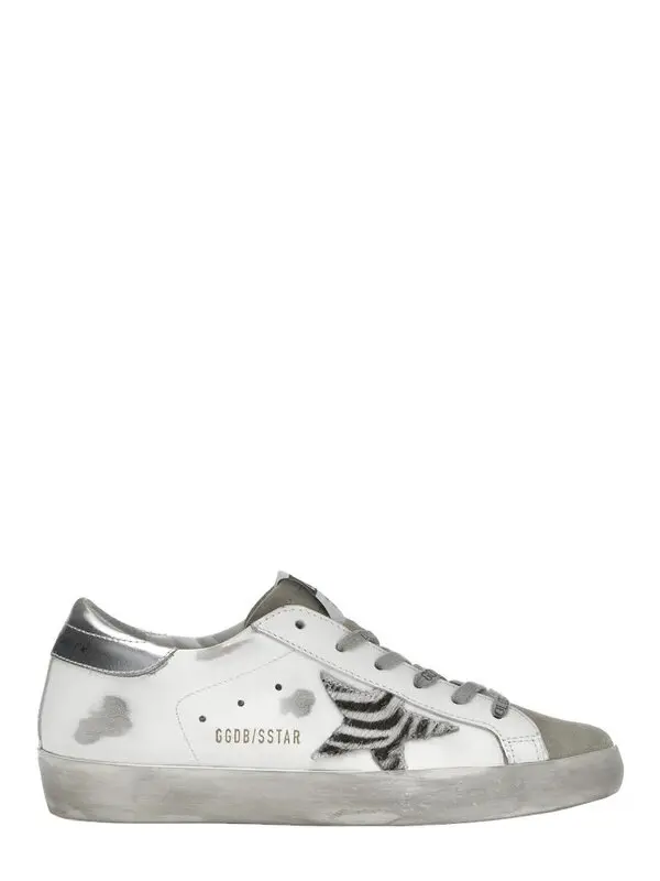 GOLDEN GOOSE Superstar Zebra Print Sneakers - White/silver/sand