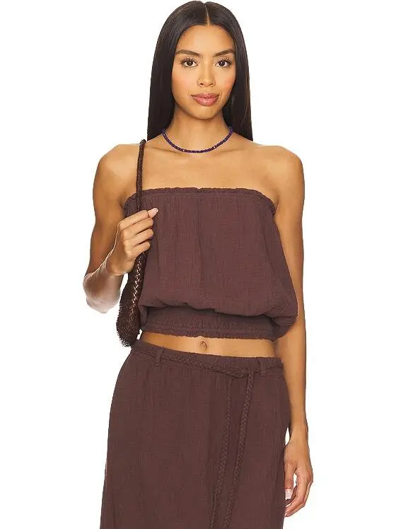 BOBI Cropped Cotton Top - Umber