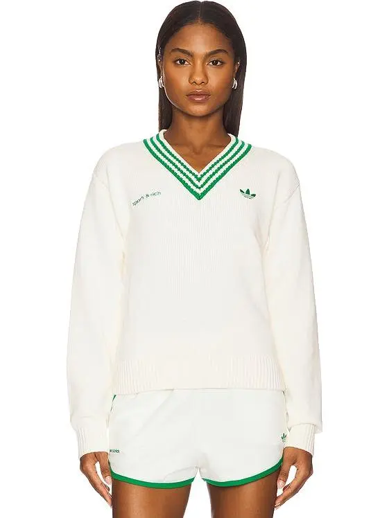 ADIDAS ORIGINALS X Sporty & Rich Sweater - Off White & Green