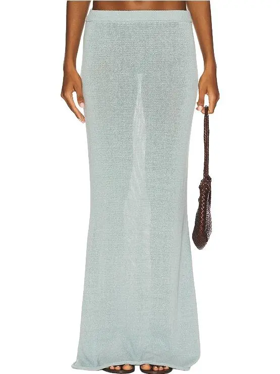 SEROYA Kora Knit Maxi Skirt - Frosted Sea