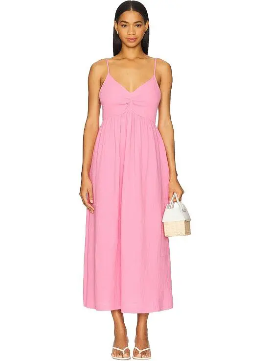 Sundry Gauze Tie Strap Dress - Azalea