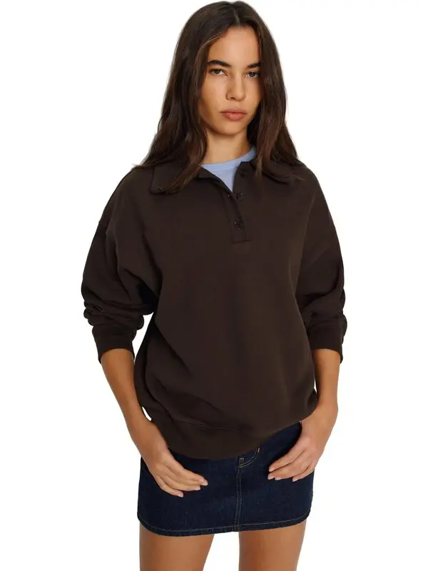 REFORMATION Nico Classic Polo Sweatshirt - Mole