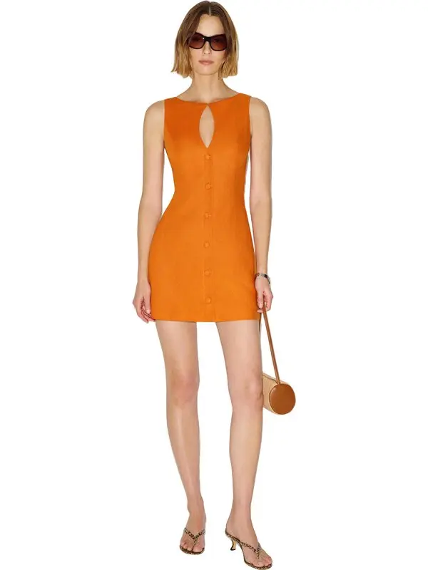 REFORMATION Pola Linen Mini Dress - Orange