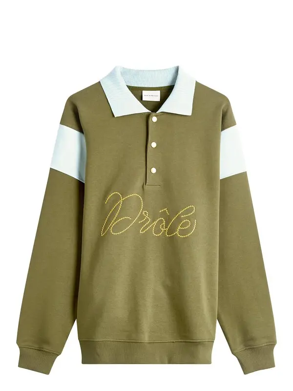 Drole De Monsieur Logo Braided Polo Shirt - Light Khaki