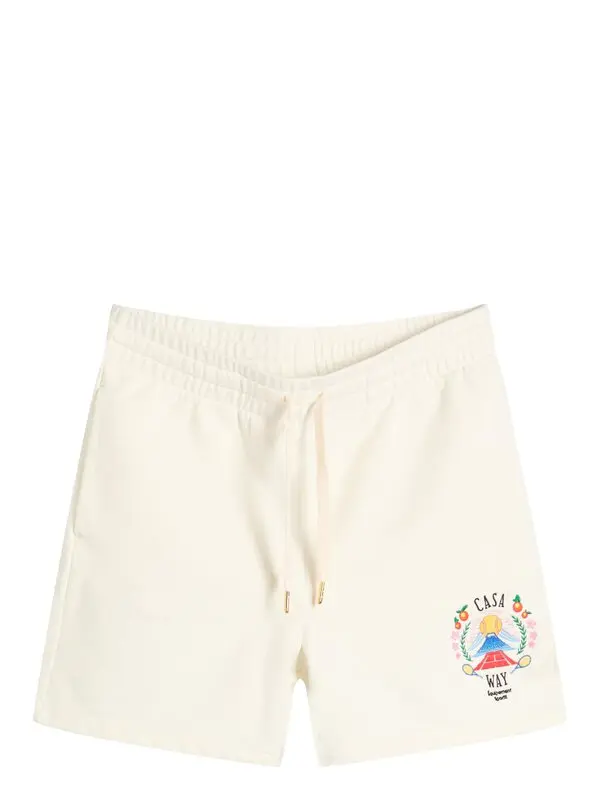 Casablanca Casa Way Mountain Embroidered Sweat Shorts - White