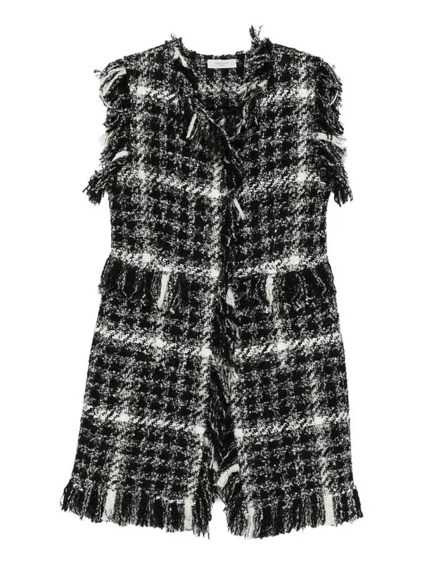 CHARLOTT Checked Tweed Sleeveless Coat - Multicolor