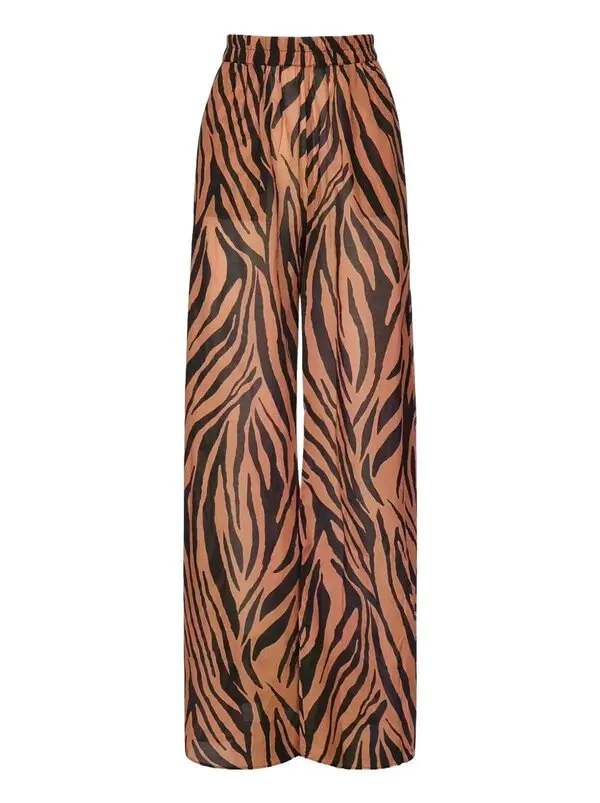 Andamane Zebra-print Elastic-waist Trousers - Brown
