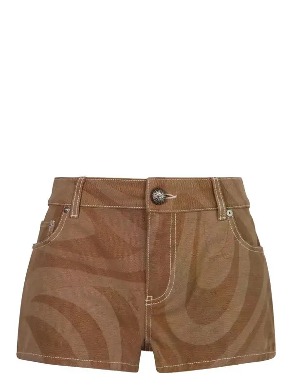 Emilio Pucci Swirl-print Cotton Shorts - Brown