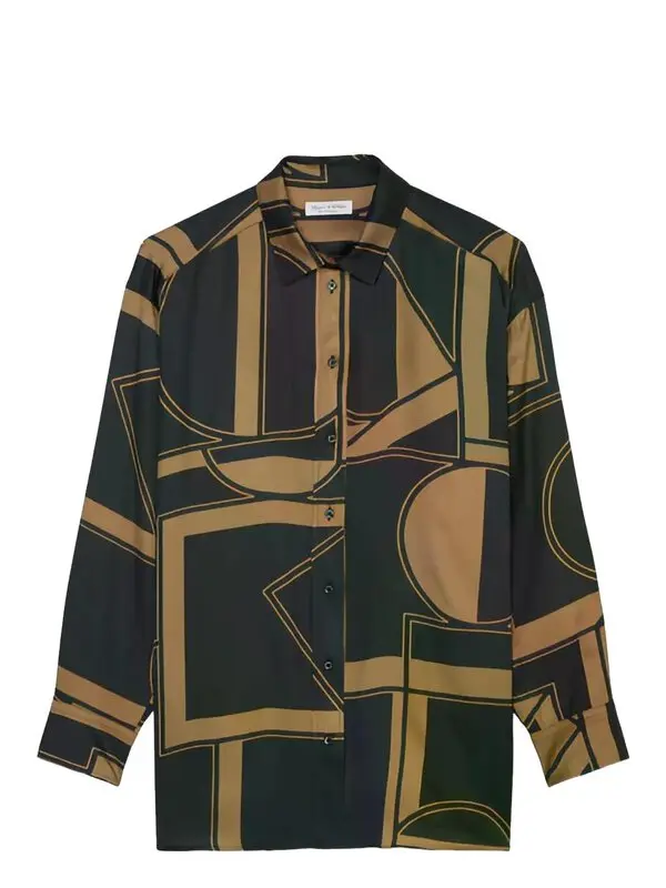 Marc O'polo Geometric-print Button-up Shirt - Black