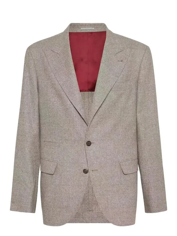 Brunello Cucinelli Prince Wales-pattern Blazer - Brown