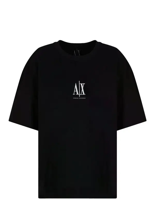 Armani Exchange Logo-embroidered T-shirt - Black