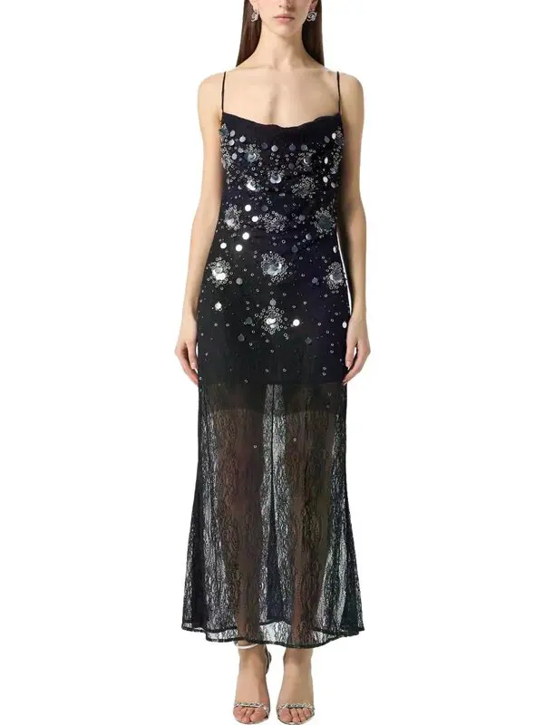 Blumarine Sequin-embellished Lace Gown - Black