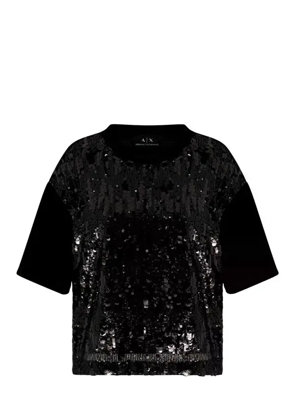Armani Exchange Sequin-embellished T-shirt - Black