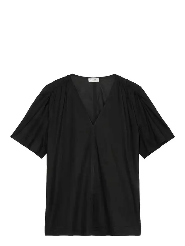 Marc O'polo Gathered-detail V-neck Top - Black