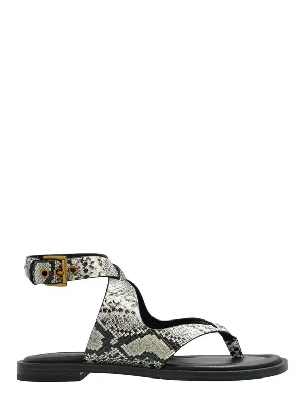 Michael Kors Irene Embossed Snake-motif Flat Sandals - Grey