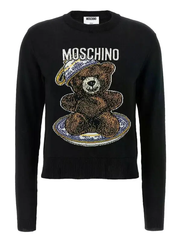 Moschino Teddy Bear-intarsia Crew-neck Sweater - Black