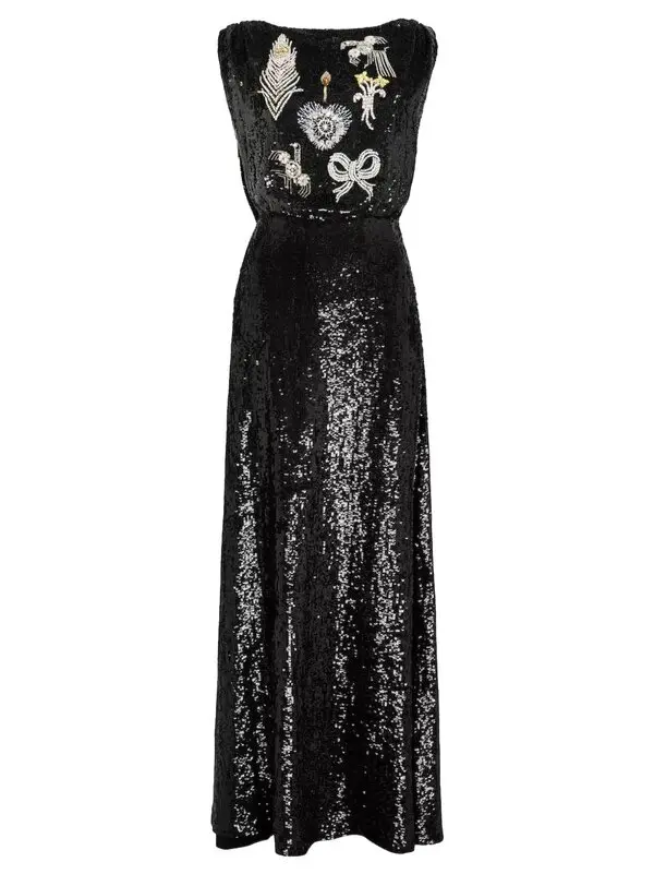 TEMPERLEY LONDON Adalina Sequin-embellished Maxi Dress - Black