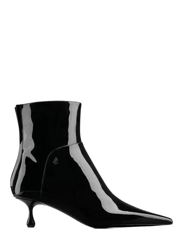 JIMMY CHOO 50mm Pointed-toe Patent Leather Boots - Black