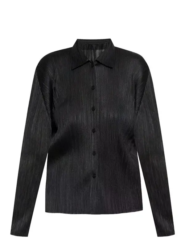 Issey Miyake Basics Pleated Long-sleeve Shirt - Black