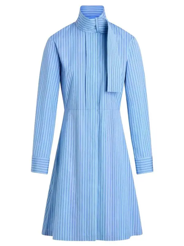 Patou Stripe Scarf-collar Shirt Dress - Blue