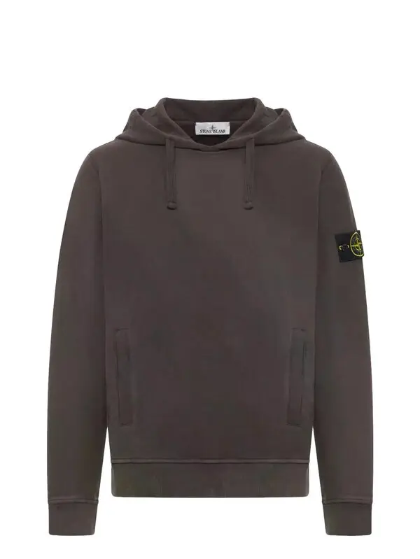 Stone Island Logo-badge Hoodie - Brown