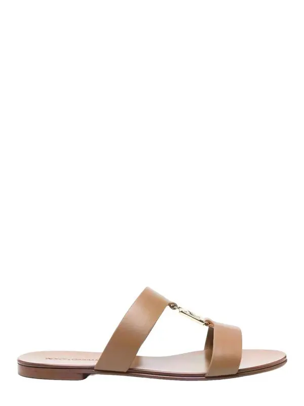 Dolce & Gabbana Leather Slides - Brown