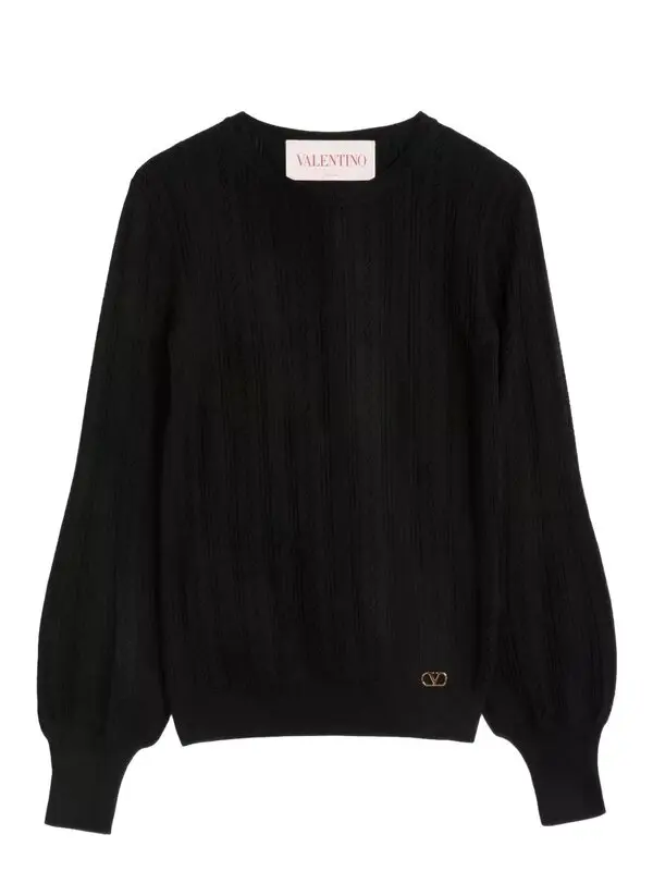 Valentino Garavani V-logo Cable-knit Jumper - Black