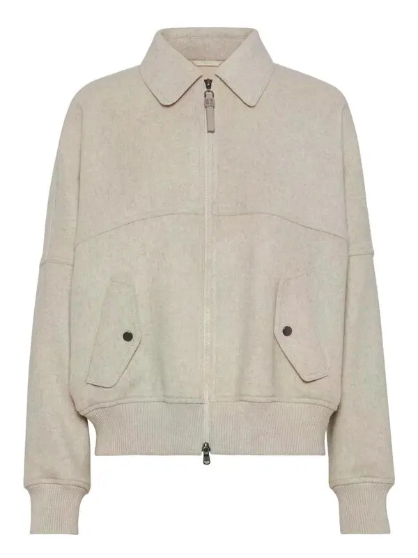 Brunello Cucinelli Zip-front Bomber Jacket - Neutrals