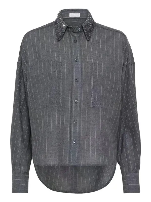 Brunello Cucinelli Striped Shirt - Grey