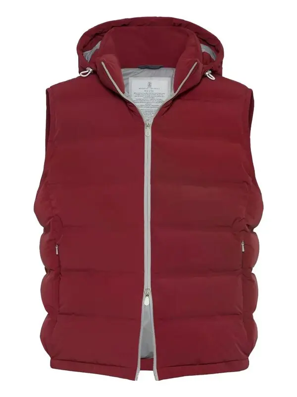 Brunello Cucinelli Taffeta Padded Gilet - Red