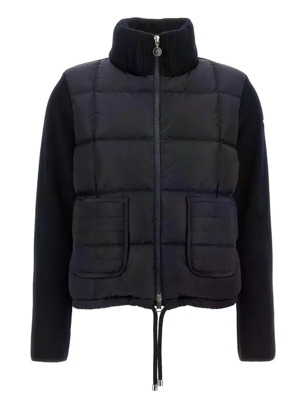 Moncler Knitted-panels Puffer Jacket - Blue