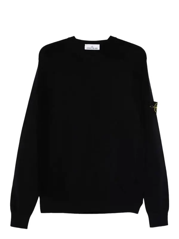 Stone Island Crew-neck Sweater With Logo Patch - Blue