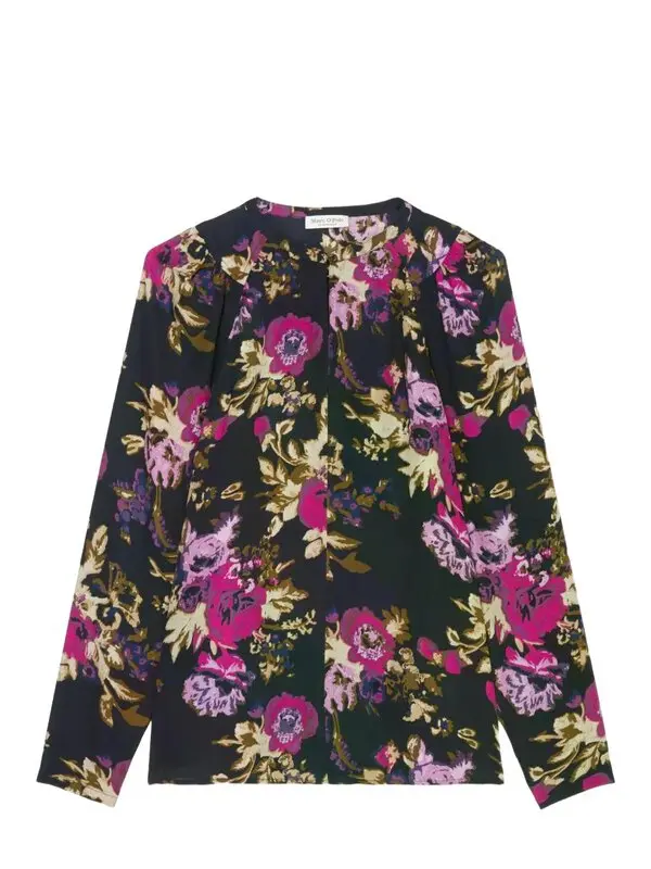 Marc O'polo Floral-print Long-sleeve Blouse - Black