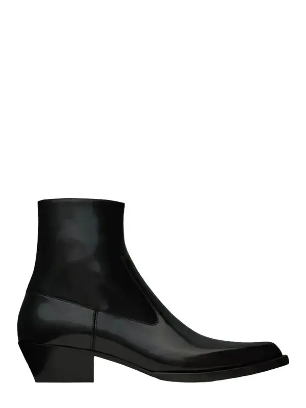 Saint Laurent 40mm Beat Pointed-toe Leather Boots - Black