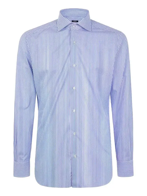 BARBA NAPOLI Striped Long-sleeve Shirt - Blue