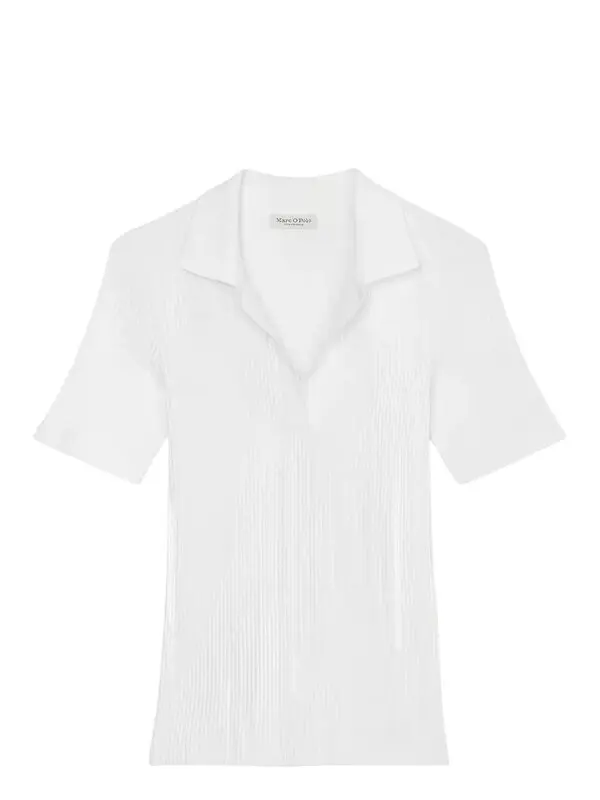Marc O'polo Ribbed Polo-collar Top - White
