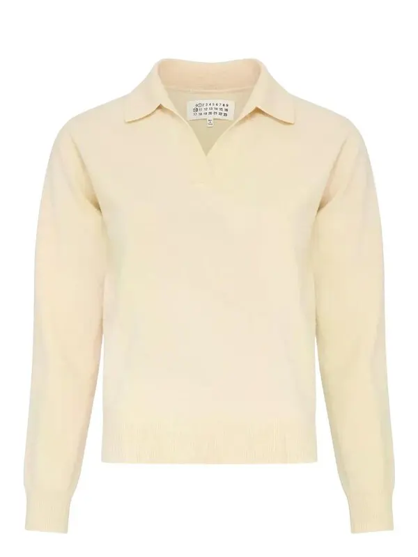 MAISON MARGIELA Virgin Wool Polo Shirt - Neutrals