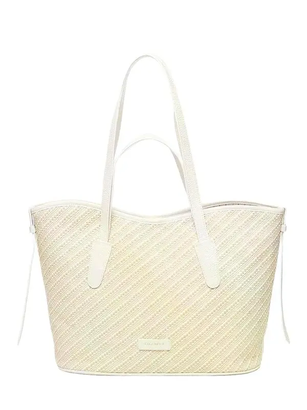 COCCINELLE Woven Diagonal-pattern Tote Bag - White