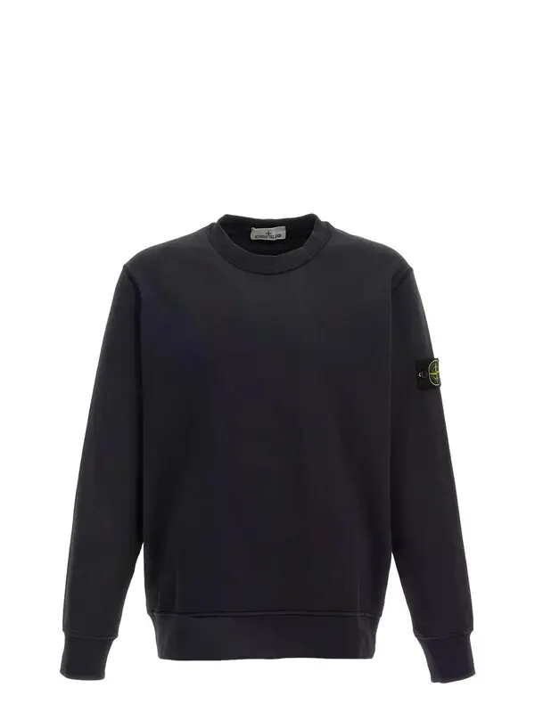 Stone Island Crew-neck Sweatshirt With Logo Badge - Black