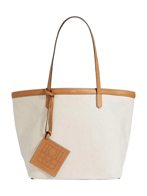 TOTEME Leather-trimmed Canvas Tote - Ecru
