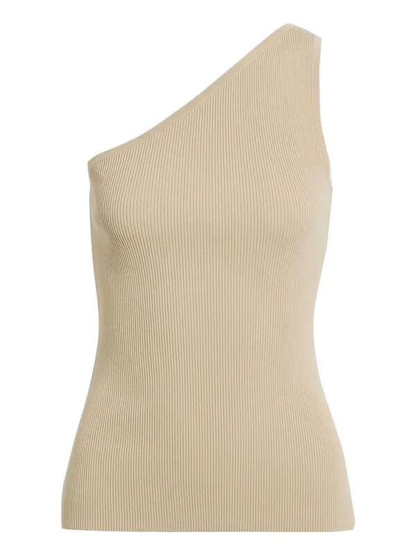 TOTEME One-shoulder Ribbed-knit Top - Beige