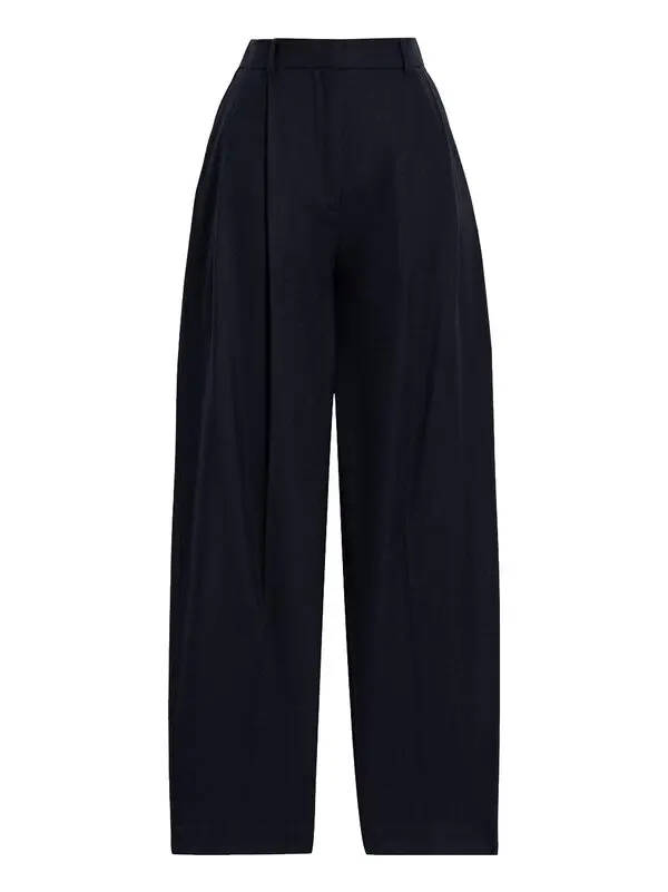 TOTEME Wool-blend Flannel Straight-leg Pants - Midnight Blue