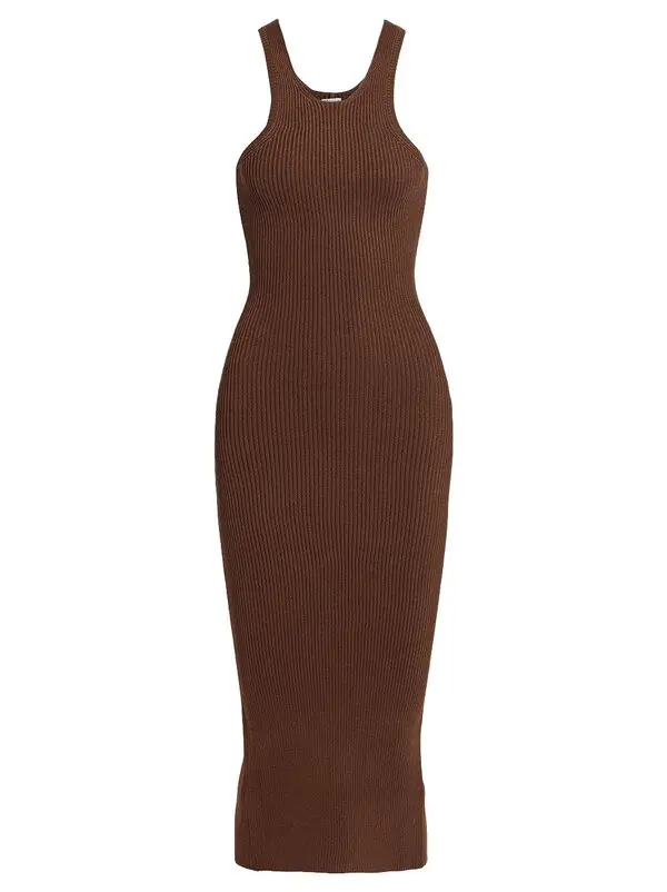 TOTEME Ribbed-knit Midi Dress - Brown
