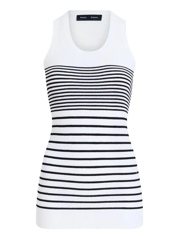 Proenza Schouler Matte Viscose Rib Tank Top - Stripe