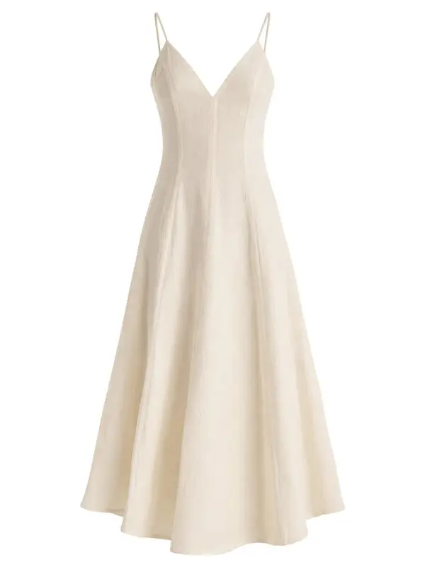 Proenza Schouler Elaine Cotton-linen Midi Dress - Ivory