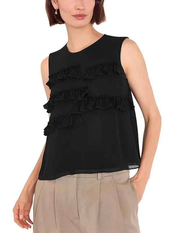 Whistles Frill Sleeveless Top - Black