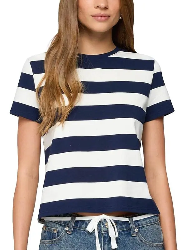EDIKTED Valetta Oversized Striped T-shirt - Navy-and-white