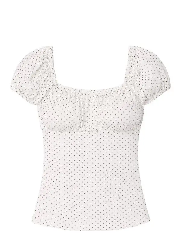 EDIKTED Stefania Polka Dot Top - White-and-black