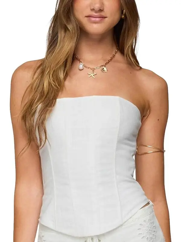 EDIKTED Hadar Linen Look Corset - White